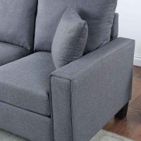China L Shaped Sectional Sofa with Reversible Chaise and 2 Pillows, Dark Gray Linen for sale