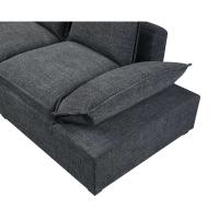 China Sectional Sofa with Storage Console and Adjustable Arm, Dark Gray Linen for sale