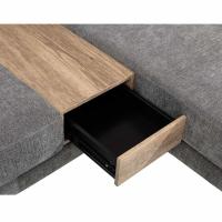 China L-Shaped Sectional Sofa with Drawer and 2 Pillows and Stainless Steel Cup Holders, Gray Chenille for sale