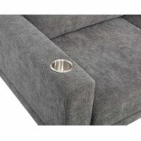 China L-Shaped Sectional Sofa with Drawer and 2 Pillows and Stainless Steel Cup Holders, Gray Chenille for sale
