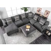 China Sectional Sofa with Pillows and Memory Foam, Gray Chenille for sale