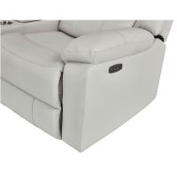 China Power Recliner Corner Sofa with 2 Power Recliner Seats and Storage Box and Bluetooth Audio Speaker and LED Light, Beige Breathable Leatherette for sale