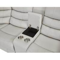 China Power Recliner Corner Sofa with 2 Power Recliner Seats and Storage Box and Bluetooth Audio Speaker and LED Light, Beige Breathable Leatherette for sale