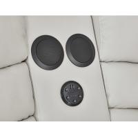 China Power Recliner Corner Sofa with 2 Power Recliner Seats and Storage Box and Bluetooth Audio Speaker and LED Light, Beige Breathable Leatherette for sale