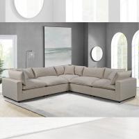 China Sectional Modular Sofa with Feather Blend Seat Cushion and Pillows, Gray Linen for sale