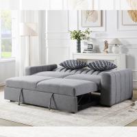 China Queen Size Convertible Sleeper Sofa Bed, Comfortable Pull-Out Bed with Adjustable Backrest, Futon Sofa Bed, Gray Fabric for sale