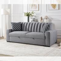 China Queen Size Convertible Sleeper Sofa Bed, Comfortable Pull-Out Bed with Adjustable Backrest, Futon Sofa Bed, Gray Fabric for sale