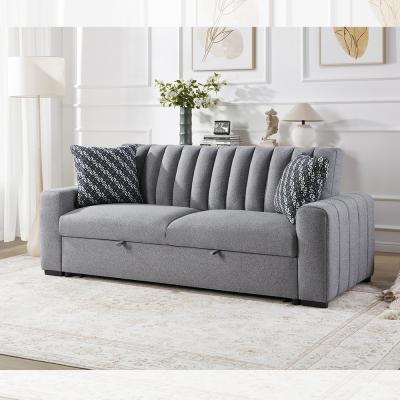 China Queen Size Convertible Sleeper Sofa Bed, Comfortable Pull-Out Bed with Adjustable Backrest, Futon Sofa Bed, Gray Fabric for sale