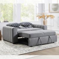China Full Size Convertible Sleeper Sofa Bed, Comfortable Pull-Out Bed with Adjustable Backrest, Futon Sofa Bed, Gray Fabric for sale