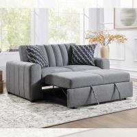 China Full Size Convertible Sleeper Sofa Bed, Comfortable Pull-Out Bed with Adjustable Backrest, Futon Sofa Bed, Gray Fabric for sale