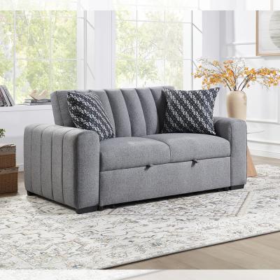 China Full Size Convertible Sleeper Sofa Bed, Comfortable Pull-Out Bed with Adjustable Backrest, Futon Sofa Bed, Gray Fabric for sale