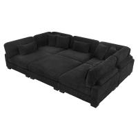 China Sectional Modular Sofa, Black Corduroy Fabric for sale