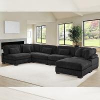 China Sectional Modular Sofa, Black Corduroy Fabric for sale