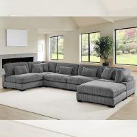 China Sectional Modular Sofa, Gray Corduroy Fabric for sale