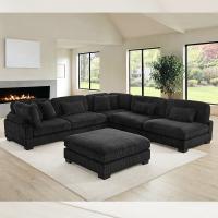 China Sectional Modular Sofa, Black Corduroy Fabric for sale