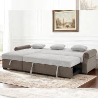 China L-Shaped Sectional Sleeper Sofa with Pull-Out Bed and Adjustable Backrest and Storage Chaise, Gray & Dark Brown for sale