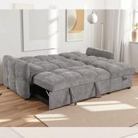 China L-Shaped Sectional Sleeper Sofa with Pull-Out Bed and Adjustable Backrest and Storage Chaise, Gray Fabric for sale