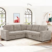 China L-Shaped Sectional Sleeper Sofa with Pull Out Bed and Storage Sofa and Cup holders, Taupe Fabric for sale