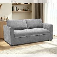 China Queen Size Convertible Sleeper Sofa Bed, Comfortable Pull-Out Bed with Adjustable Backrest, Futon Sofa Bed, Gray Fabric for sale
