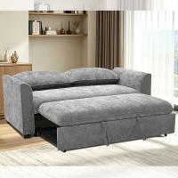 China Queen Size Convertible Sleeper Sofa Bed, Comfortable Pull-Out Bed with Adjustable Backrest, Futon Sofa Bed, Gray Fabric for sale