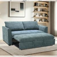 China Queen Size Convertible Sleeper Sofa Bed, Comfortable Pull-Out Bed with Adjustable Backrest, Futon Sofa Bed, Teal Fabric for sale