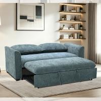 China Queen Size Convertible Sleeper Sofa Bed, Comfortable Pull-Out Bed with Adjustable Backrest, Futon Sofa Bed, Teal Fabric for sale