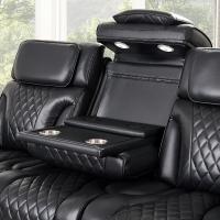 China Power Recliner Sofa set with Power Headrests and Dropdown Table and Speaker and Storage and LED Light, Massage Function, Black Leatherette for sale
