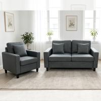 China 3 Piece Sofa set with Pillows, Dark Gray Fabric for sale