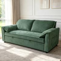 China Futon Sofa Bed, Convertible Sleeper Sofa Bed, Comfortable Pull-Out Bed with Adjustable Backrest, Green Fabric for sale