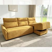 China L-Shaped Sectional Sleeper Sofa with Pull-Out Bed and Storage, Mustard Yellow Fabric for sale