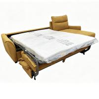 China L-Shaped Sectional Sleeper Sofa with Pull-Out Bed and Storage, Mustard Yellow Fabric for sale