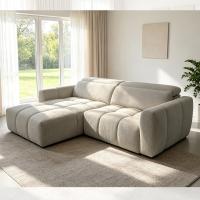 China Sectional Sofa with Power Pull-out Bed and Adjustable Headrest, Light Gray Fabric for sale