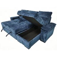 China L-Shaped Reversible Sectional Sleeper Sofa with Pull-Out Bed and Storage, Navy Fabric for sale