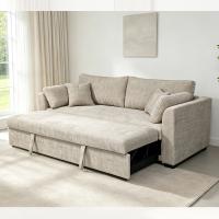 China Sofa with Pull-Out Bed and Pillows, Taupe Fabric for sale