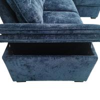 China L-Shaped Reversible Sectional Sleeper Sofa with Pull-Out Bed and Storage, Navy Fabric for sale