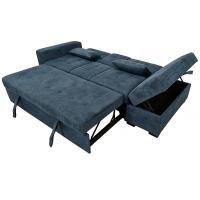 China Queen Size Convertible Sleeper Sofa Bed, Comfortable Pull-Out Bed with Adjustable Backrest, Storage Arm and Ottoman, Navy fabric for sale