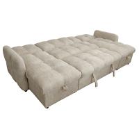 China U-Shaped Sectional Sleeper Sofa with Pull-Out Bed and Adjustable Backrest and Storage Chaise, Sand Fabric for sale