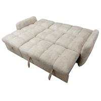 China L-Shaped Sectional Sleeper Sofa with Pull-Out Bed and Adjustable Backrest and Storage Chaise, Sand Fabric for sale