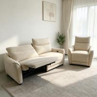China Power Recliner Sofa set with Zero Gravity and Wall Hugger, High-Density Foam, Beige Fabric for sale