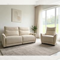 China Power Recliner Sofa set with Zero Gravity and Wall Hugger, High-Density Foam, Beige Fabric for sale