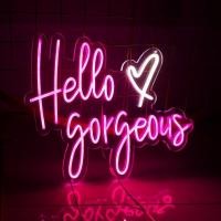 China Custom LED Neon Sign Party Birthday Favors For Wall Pink Room Decor Happy Birthday Neon Bar Signs for sale