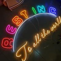 China Custom LED Neon Sign Party Birthday Favors For Wall Pink Room Decor Happy Birthday Neon Bar Signs for sale