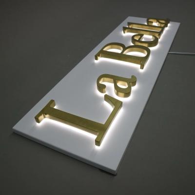 China Custom 3D Stainless Steel Letters Sign Logo Gold Signage Backlit Signs Made for Hospitals for sale
