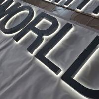 China Custom Laser Cutting 3D Metal Titanium Wall Logo Signs for Wall-mounted Installation for sale