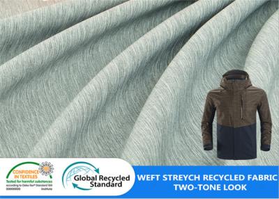 China Two Tone Weft Stretch Polyester 200D 112GSM Recycled PET Fabric for sale