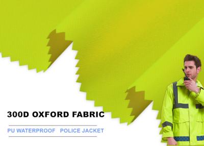 China 300D Poly Oxford Fabric Waterproof Material EN ISO 20471 Fluorescence PU Milky Coated 3000MM for sale