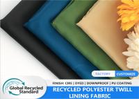 China GRS 75D 240T Recycled Plastic Bottle Fabric Polyester Twill Taffeta Fabric Luggage Lining for sale