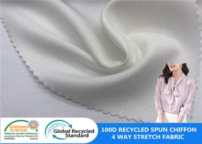 China 100D Spun Chiffon Recycled Polyester Fabric 4 Way Stretch GRS Female Shirt Cloth for sale
