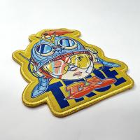 China Custom Full Color Iron On Woven Patch Merrow Border 100 PCS MOQ for Clothing Bags for sale