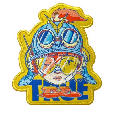 China Custom Full Color Iron On Woven Patch Merrow Border 100 PCS MOQ for Clothing Bags for sale